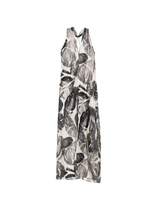 ALYSI Printed Silk Maxi Dress - Black
