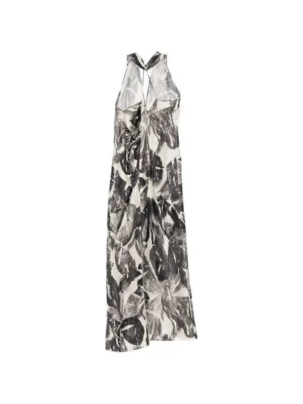 ALYSI Printed Silk Maxi Dress - Black