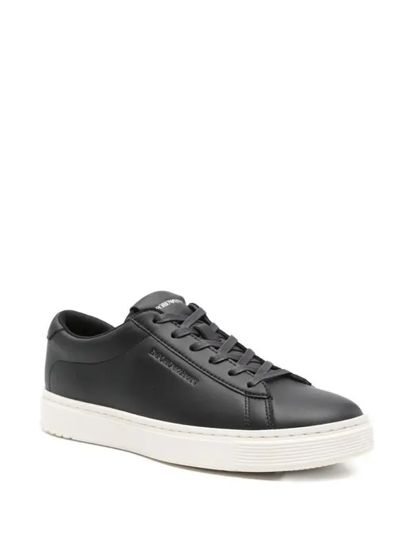 Emporio Armani Leather Sneakers - Black