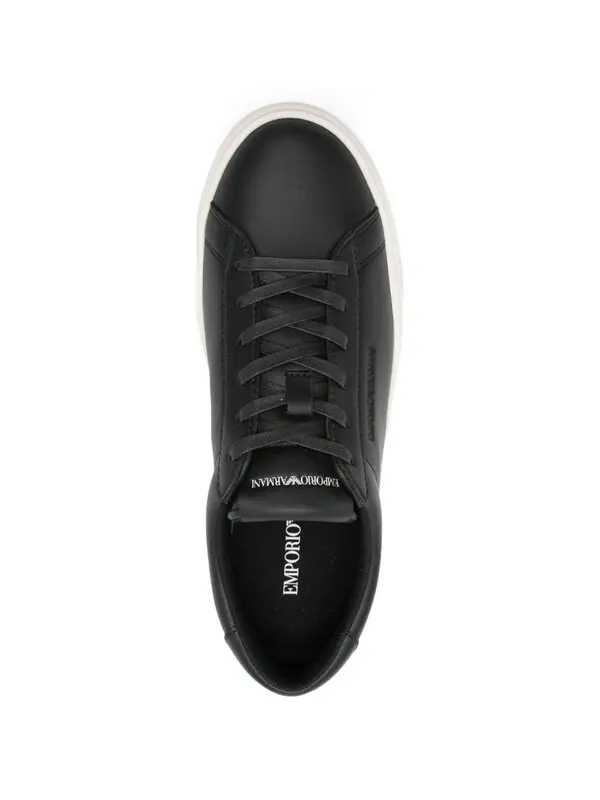 Emporio Armani Leather Sneakers - Black