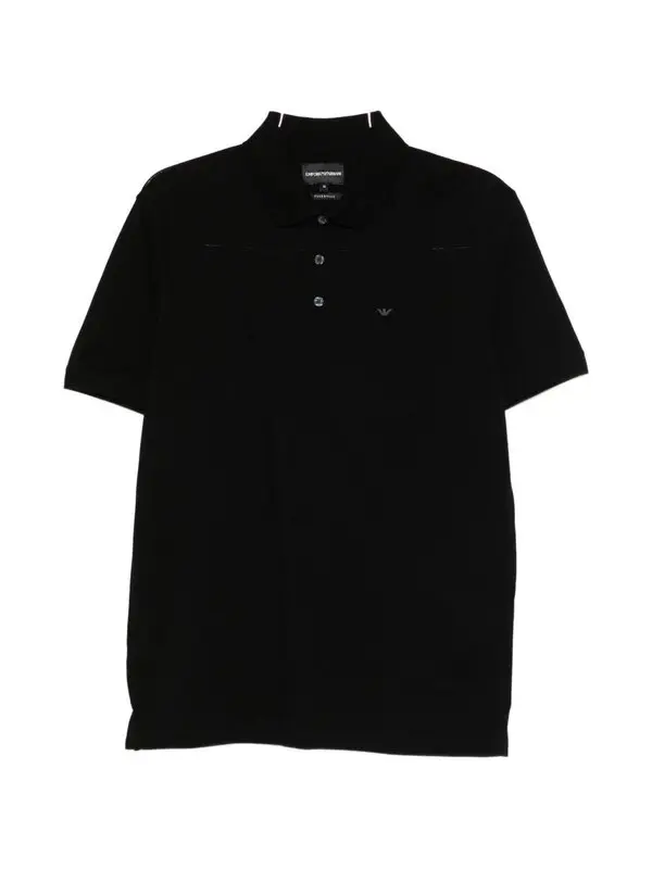 Emporio Armani Logo Cotton Polo Shirt - Black