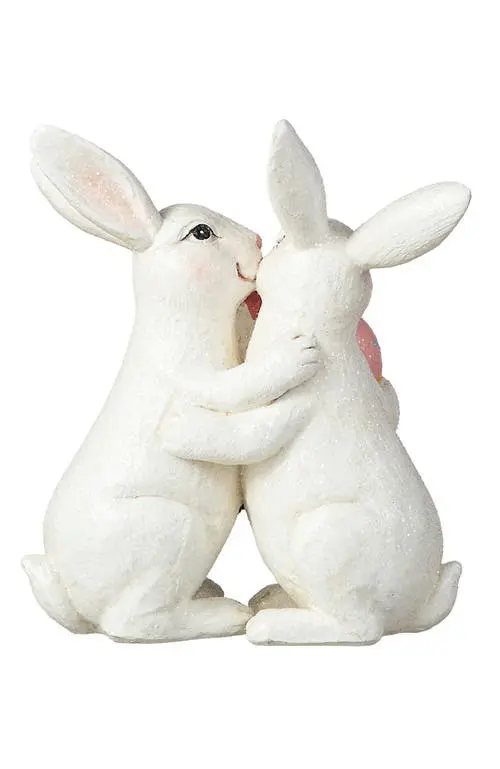 GLITZHOME 7"h Easter Loving Bunny Resin Table Decor