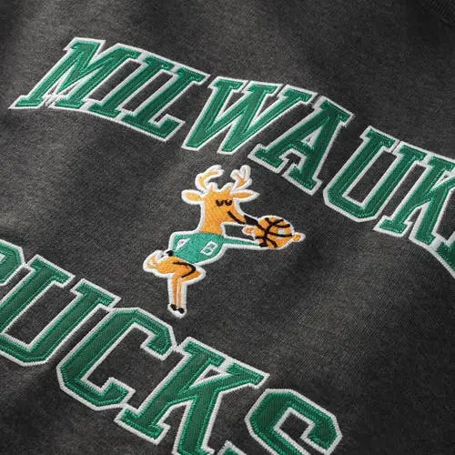 Mitchell & Ness Milwaukee Bucks Hardwood Classics Big & Tall Crewneck Sweatshirt - Heather Charcoal