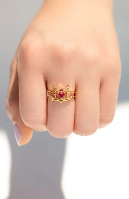 GIRLS CREW Scarlet Witch Ring Set - Gold/scarlet