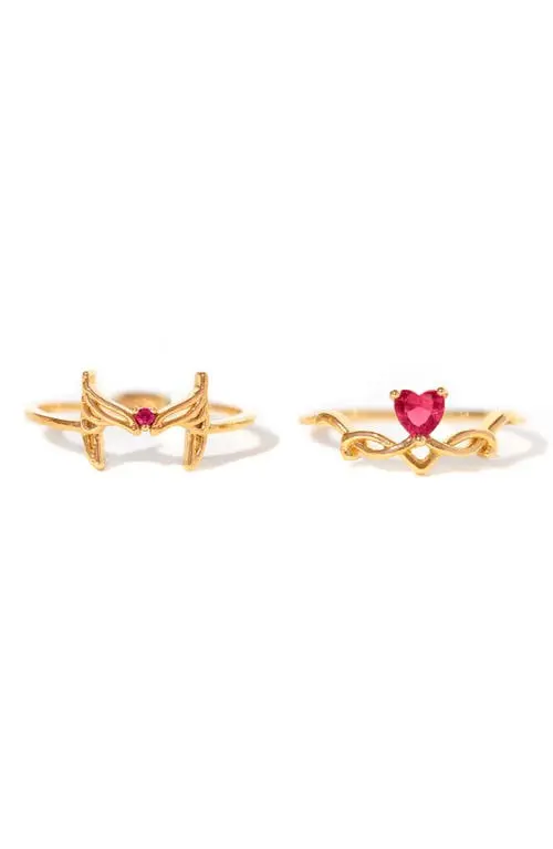 GIRLS CREW Scarlet Witch Ring Set - Gold/scarlet