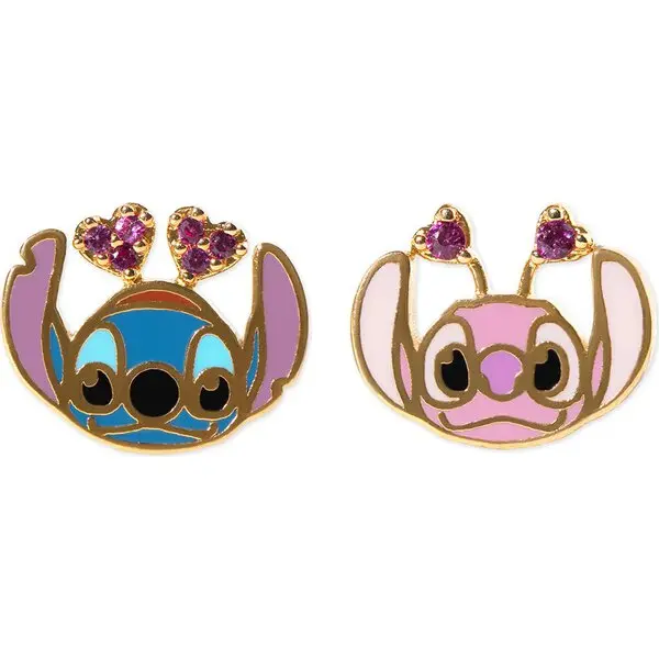 GIRLS CREW Disney Stitch And Angel Stud Earrings Set - Gold