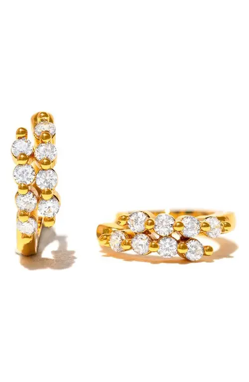 GIRLS CREW Mirrorball Cubic Zirconia Huggie Hoop Earrings - Gold