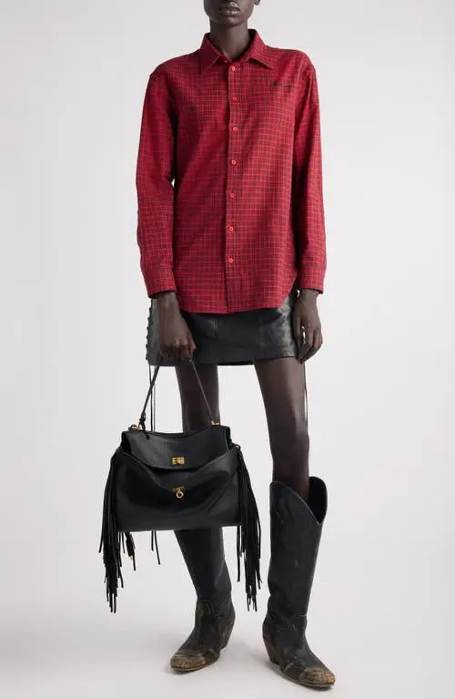 Balenciaga Standard Fit Plaid Flannel Button-up Shirt - 6167 Red/black