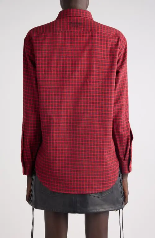 Balenciaga Standard Fit Plaid Flannel Button-up Shirt - 6167 Red/black