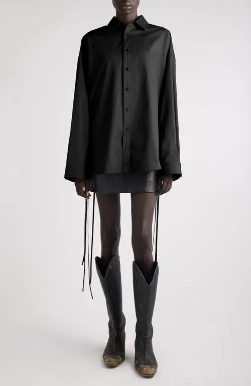 Balenciaga Oversized Cotton Gabardine Shirt With Lace-up Detail
