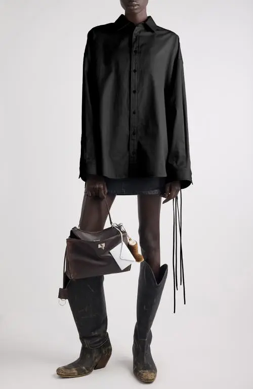 Balenciaga Oversized Cotton Gabardine Shirt With Lace-up Detail
