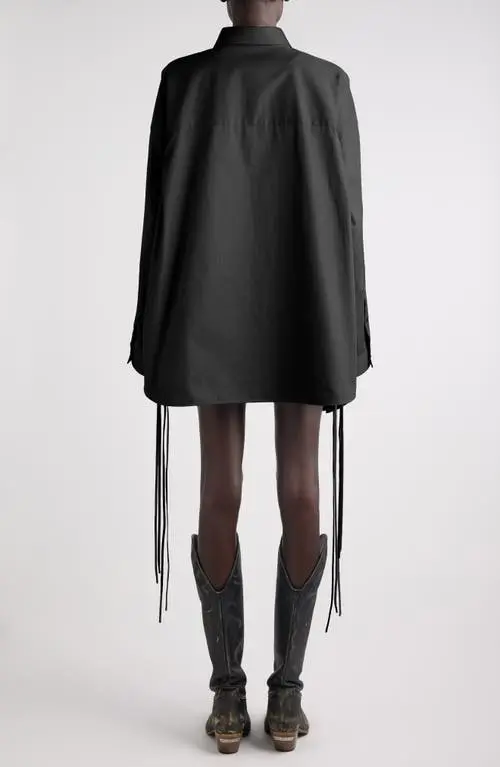 Balenciaga Oversized Cotton Gabardine Shirt With Lace-up Detail