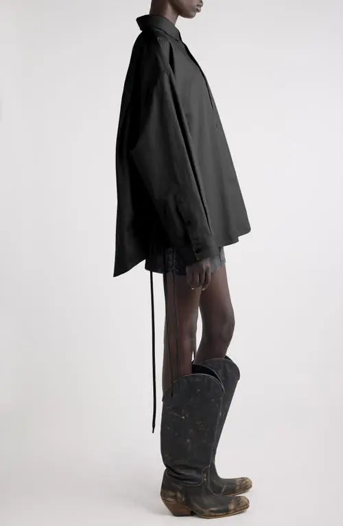 Balenciaga Oversized Cotton Gabardine Shirt With Lace-up Detail