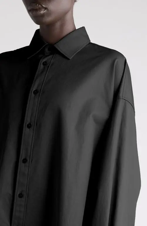 Balenciaga Oversized Cotton Gabardine Shirt With Lace-up Detail