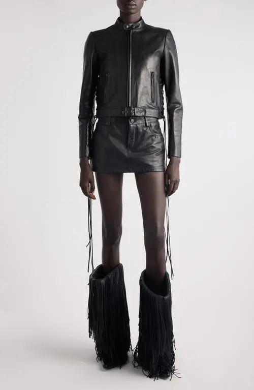 Balenciaga Lace-up Leather Biker Jacket