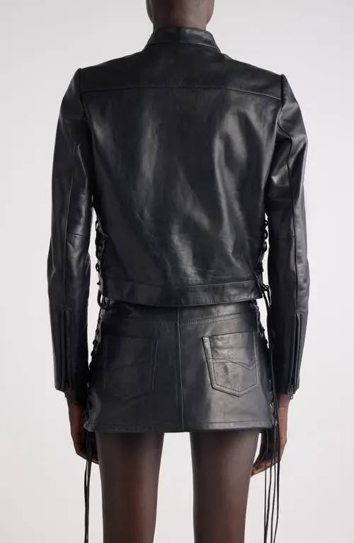 Balenciaga Lace-up Leather Biker Jacket
