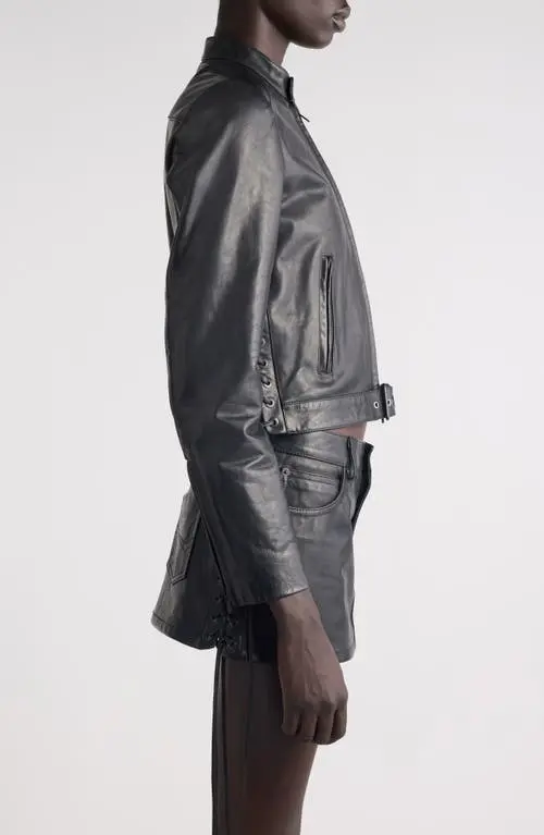Balenciaga Lace-up Leather Biker Jacket