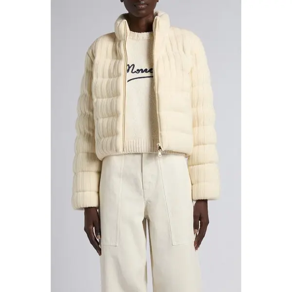Moncler Rib Quilted Wool & Cashmere Down Puffer Cardigan