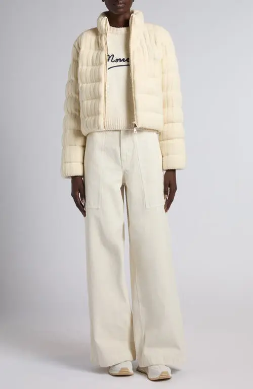 Moncler Rib Quilted Wool & Cashmere Down Puffer Cardigan