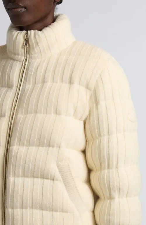 Moncler Rib Quilted Wool & Cashmere Down Puffer Cardigan