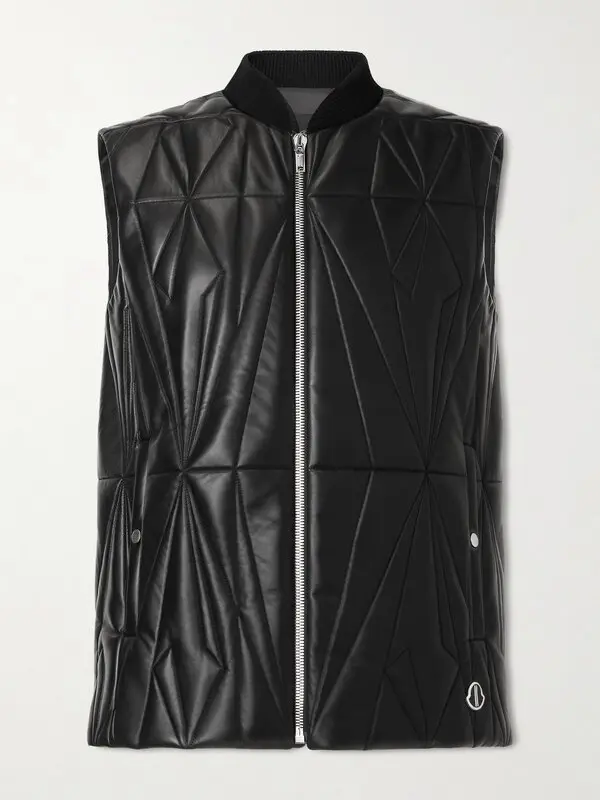 Rick Owens Logo-appliquéd Quilted Leather Gilet