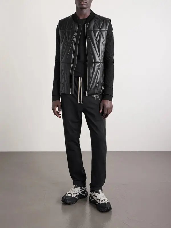 Rick Owens Logo-appliquéd Quilted Leather Gilet