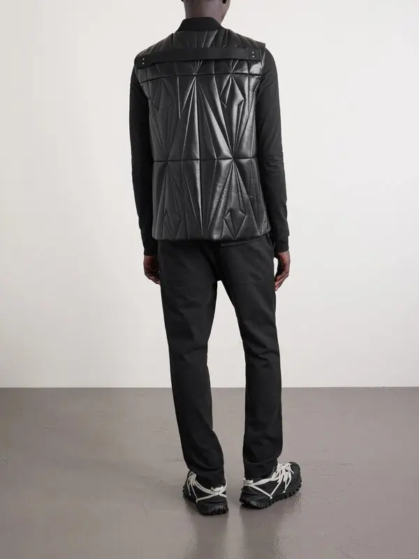 Rick Owens Logo-appliquéd Quilted Leather Gilet