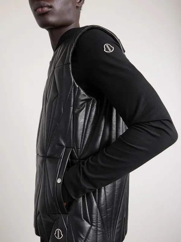 Rick Owens Logo-appliquéd Quilted Leather Gilet