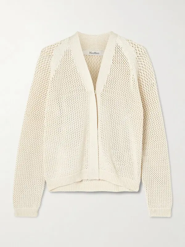 Max Mara Open-knit Silk-blend Cardigan - Neutrals