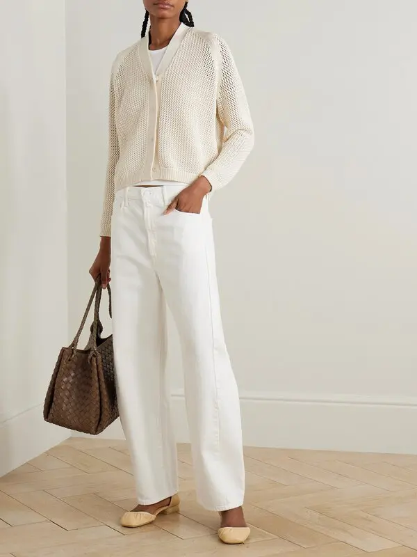 Max Mara Open-knit Silk-blend Cardigan - Neutrals