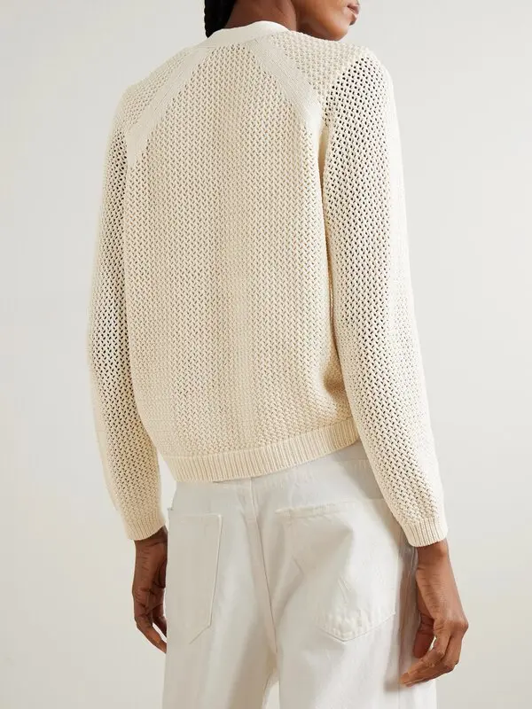 Max Mara Open-knit Silk-blend Cardigan - Neutrals