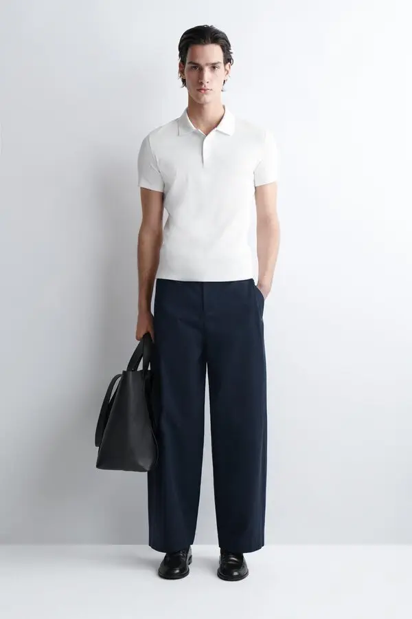 Cos Slim Ribbed Cotton Polo Shirt