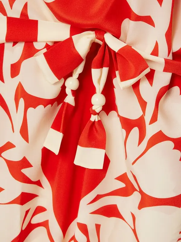 ERES Holi Belted Printed Silk Crepe De Chine Cover-up - Red