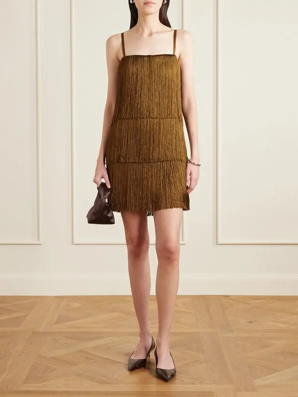 ESSE STUDIOS Cinca Tiered Fringed Mini Dress