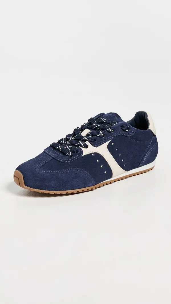 Larroude Stella Sneakers - Navy Suede/ivory Leather