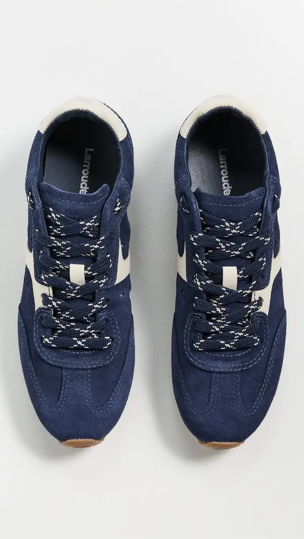 Larroude Stella Sneakers - Navy Suede/ivory Leather