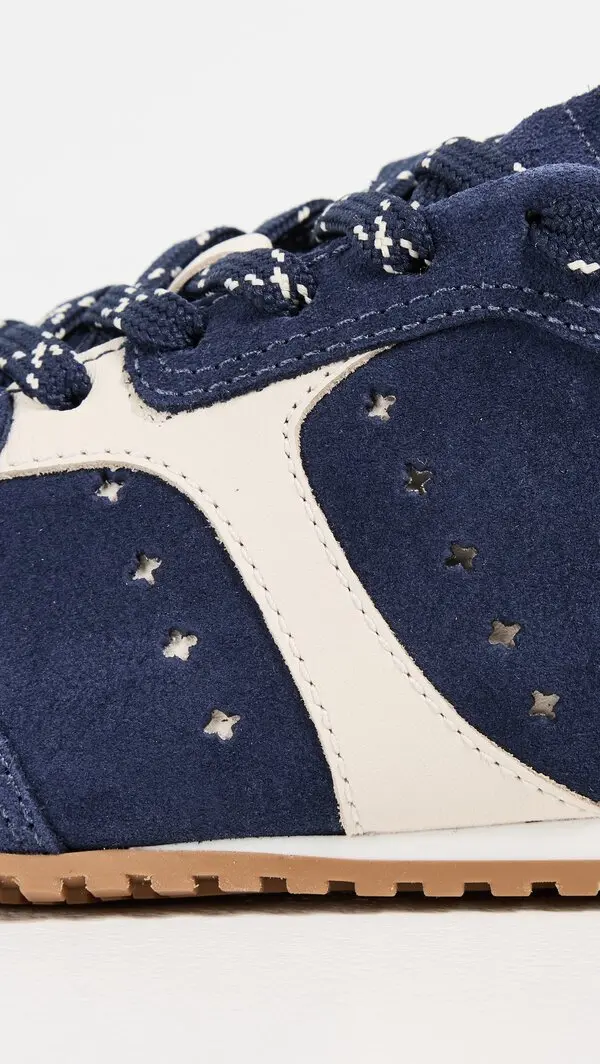 Larroude Stella Sneakers - Navy Suede/ivory Leather