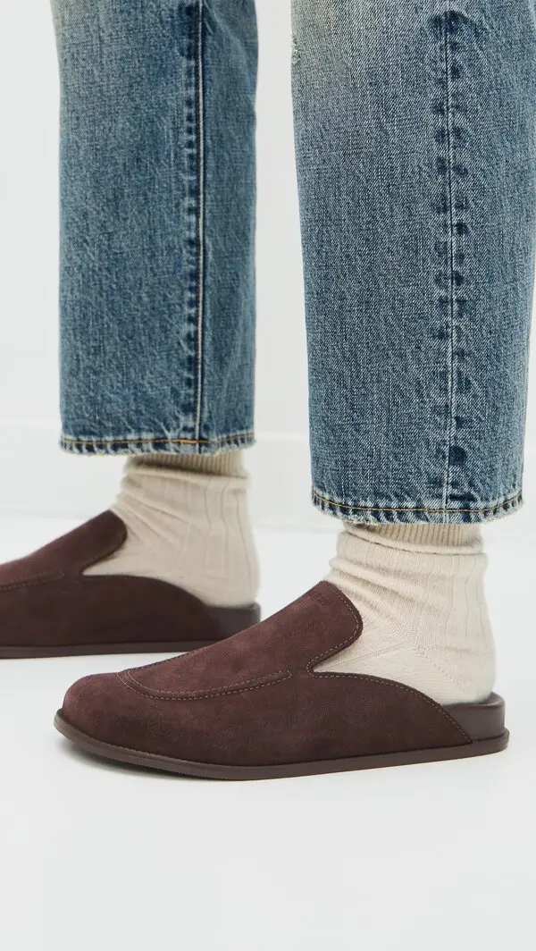 Larroude X Parke Clogs - Heavy Suede Brown