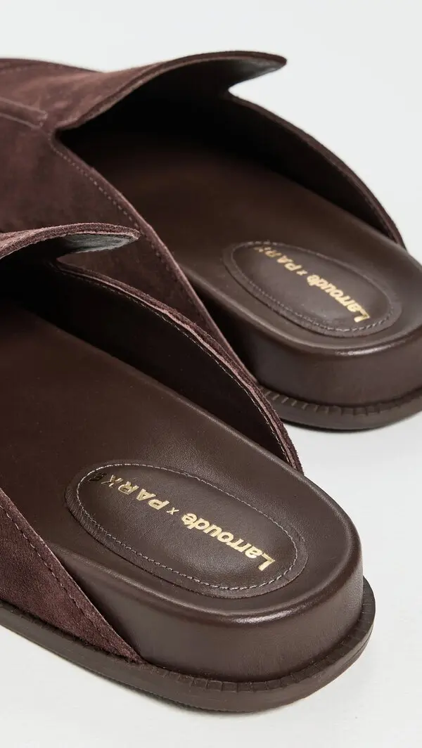 Larroude X Parke Clogs - Heavy Suede Brown