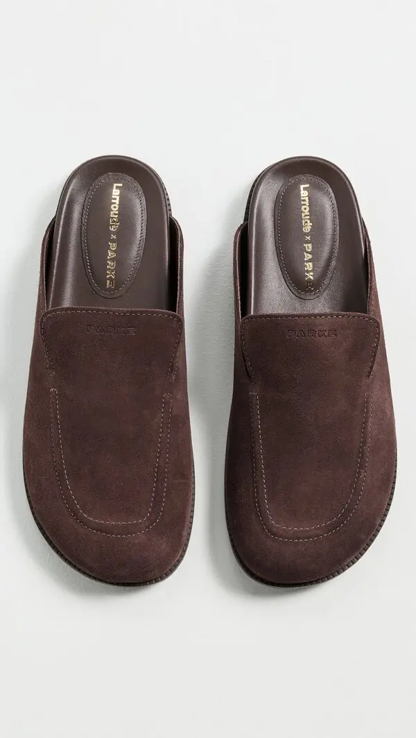 Larroude X Parke Clogs - Heavy Suede Brown