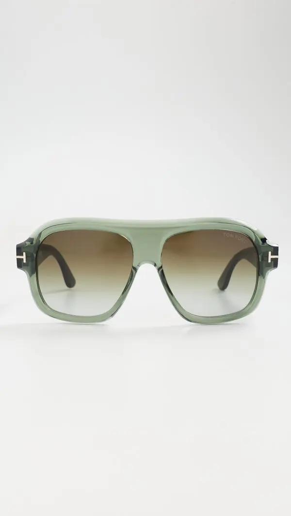 TOM FORD Rhonda Square Frame Sunglasses - Shiny Transparent Sage