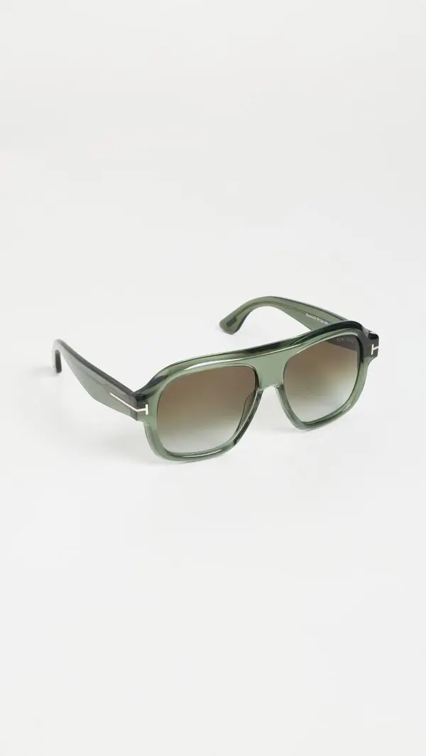 TOM FORD Rhonda Square Frame Sunglasses - Shiny Transparent Sage