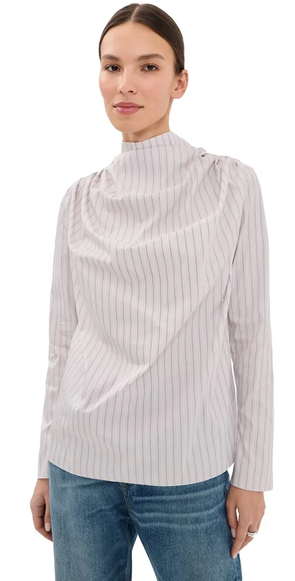 KALLMEYER Penelope Draped Blouse - Dove Stripe