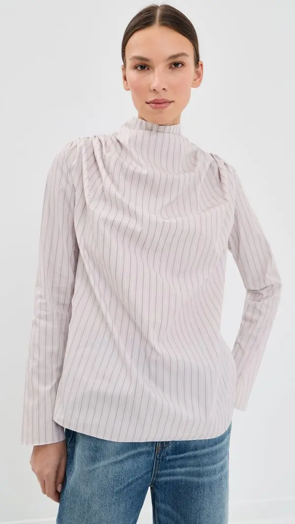 KALLMEYER Penelope Draped Blouse - Dove Stripe