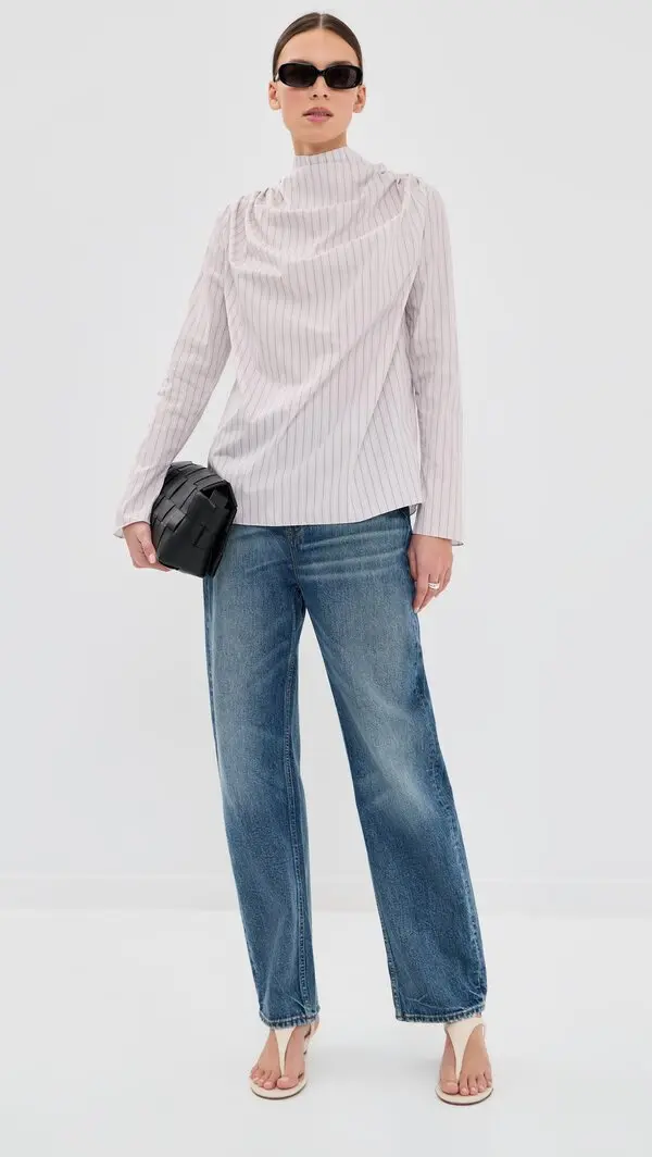 KALLMEYER Penelope Draped Blouse - Dove Stripe