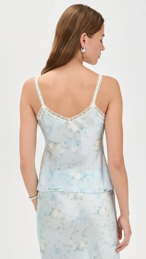 LoveShackFancy Lirena Silk Top - Snowdrop Blue