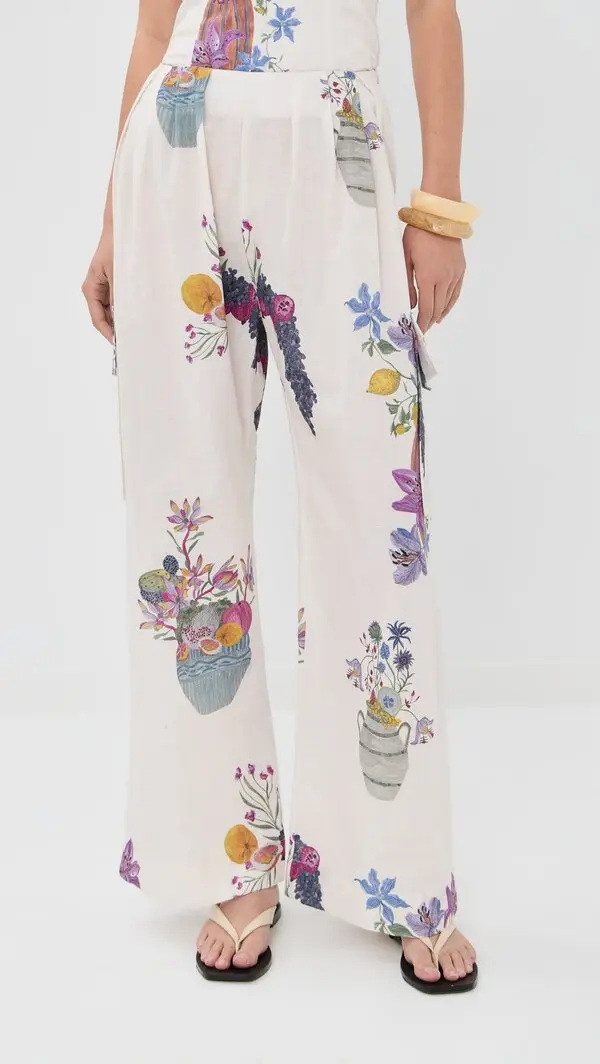 ISLA & WHITE Olivine Fruit And Floral Print Pants