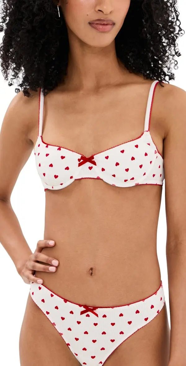 KAT THE LABEL Hugo Underwire Bra - Heart Print
