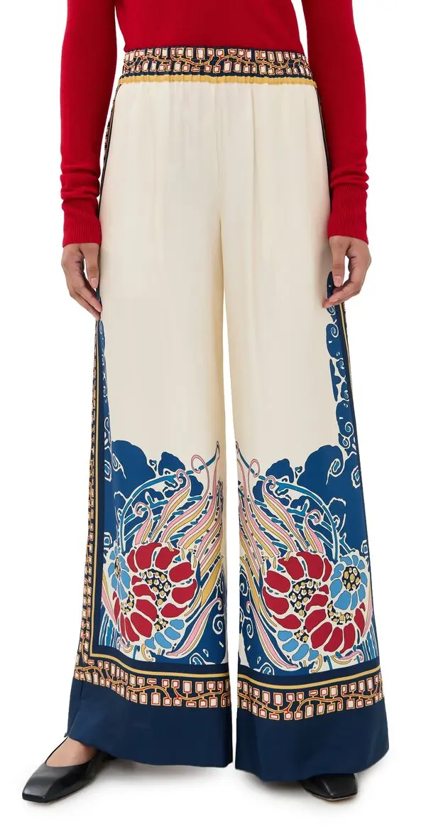 La DoubleJ Printed Silk Palazzo Pants - Lemuria Placée