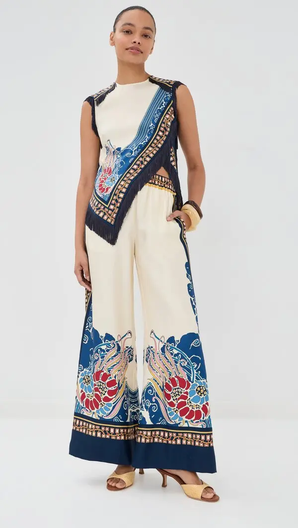 La DoubleJ Printed Silk Palazzo Pants
